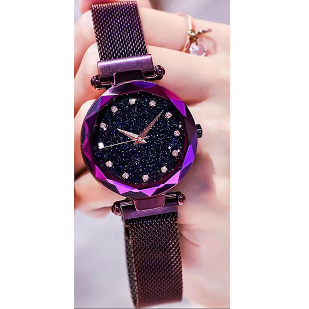 exito.com | Reloj mujer cuarzo cielo estrellado Magnetico malla Violeta