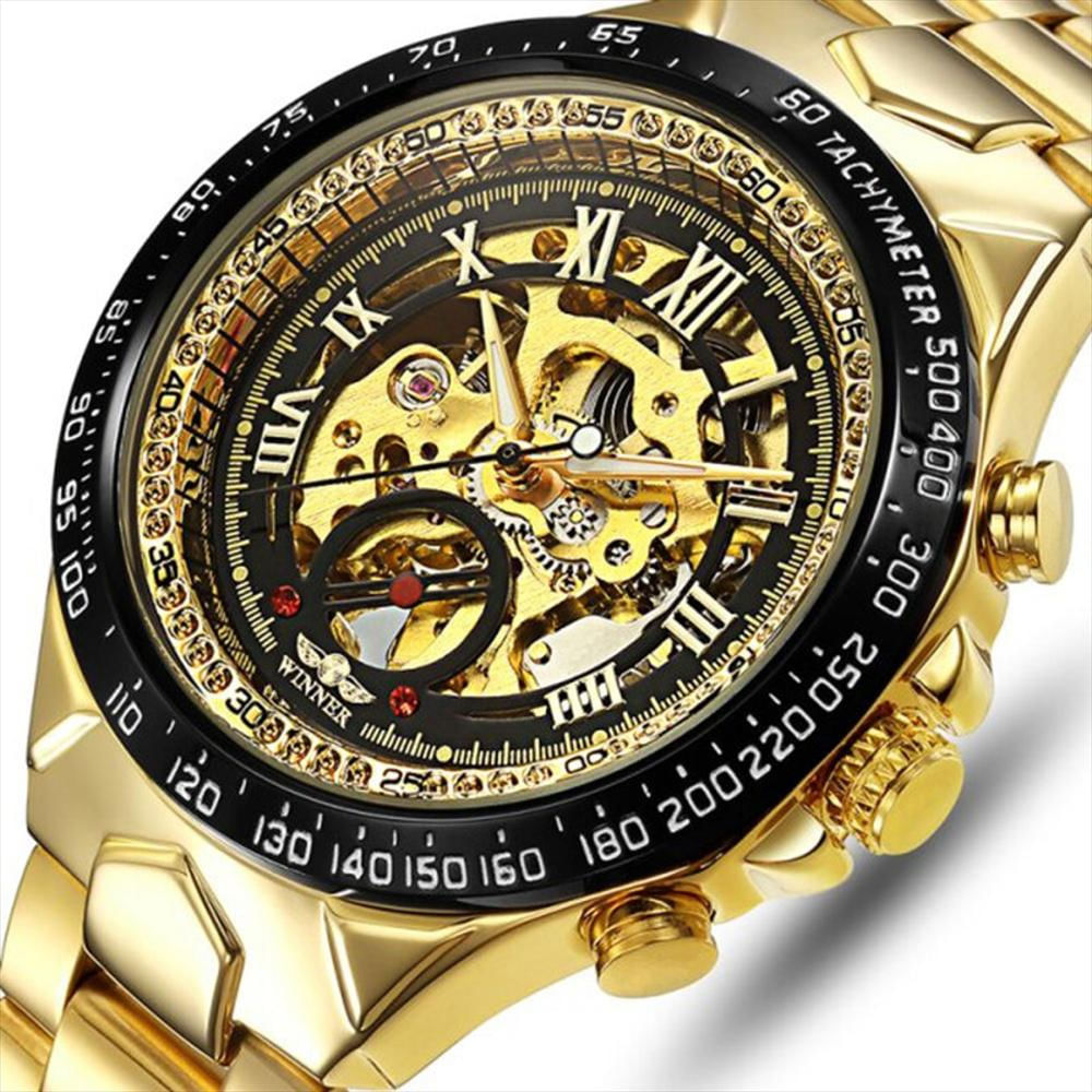 exito.com | Reloj Automático Winner Hombre Diseño Skeleton Dorado