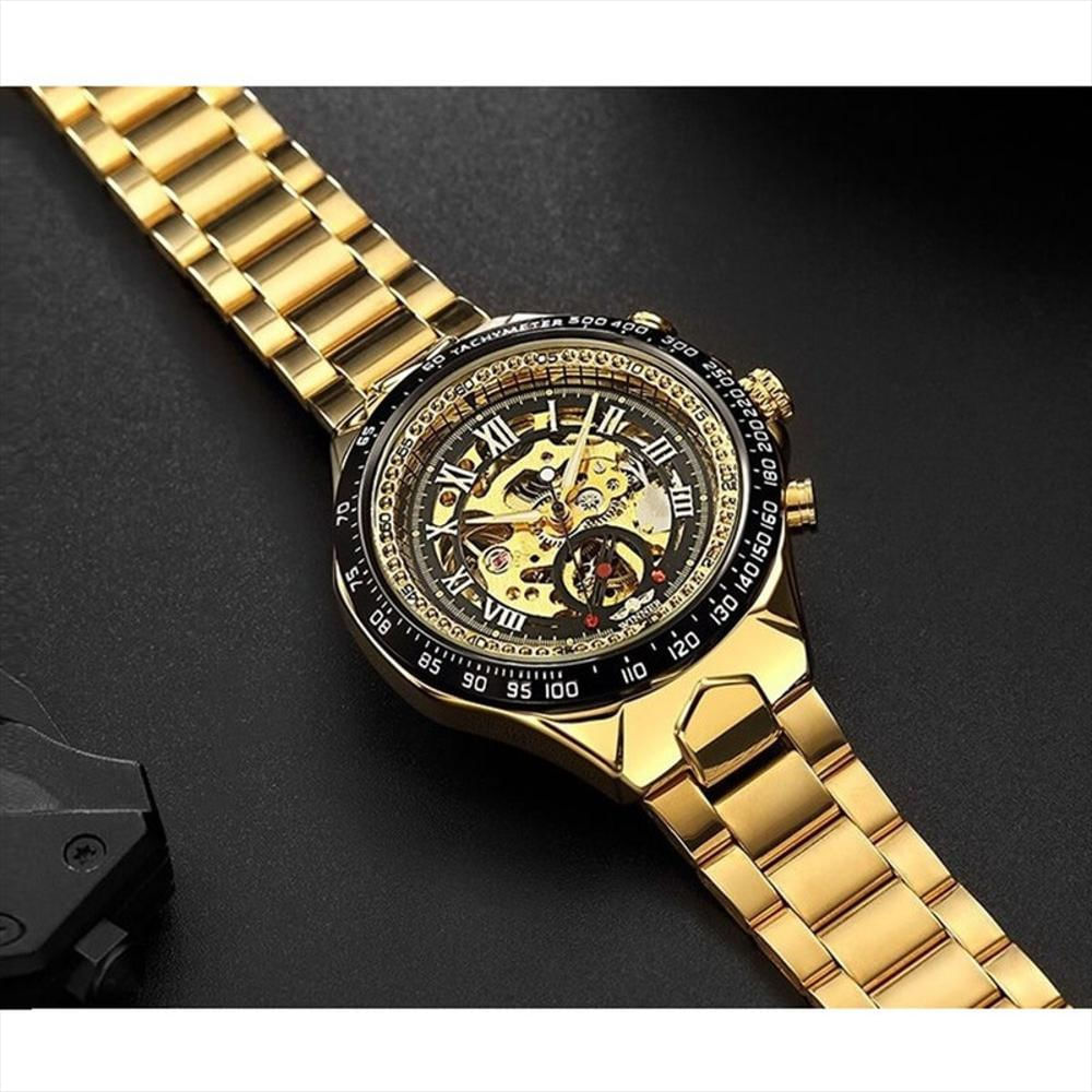 exito.com | Reloj Automático Winner Hombre Diseño Skeleton Dorado