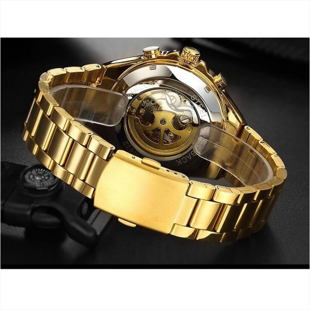 exito.com | Reloj Automático Winner Hombre Diseño Skeleton Dorado