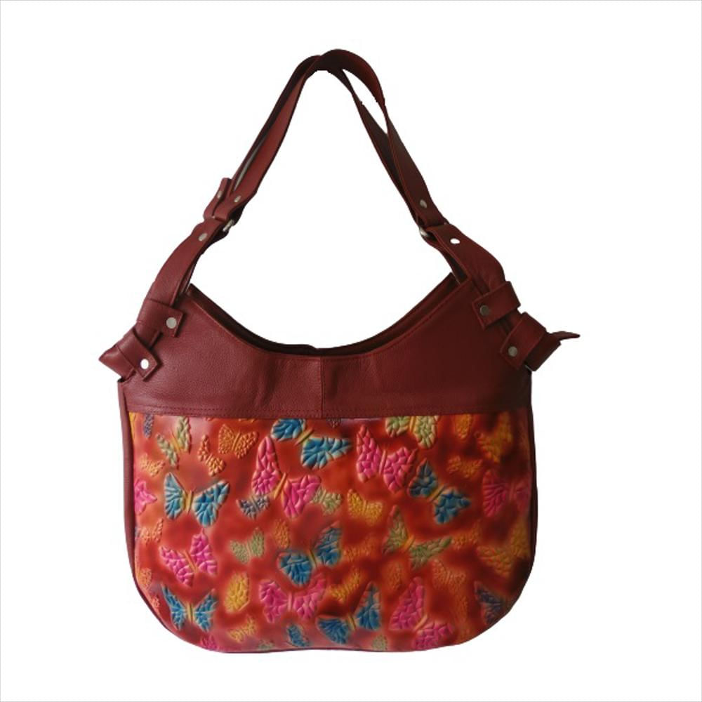 Bolso En Cuero Para Mujer Calzado Guerreros Cb 088 R Éxito