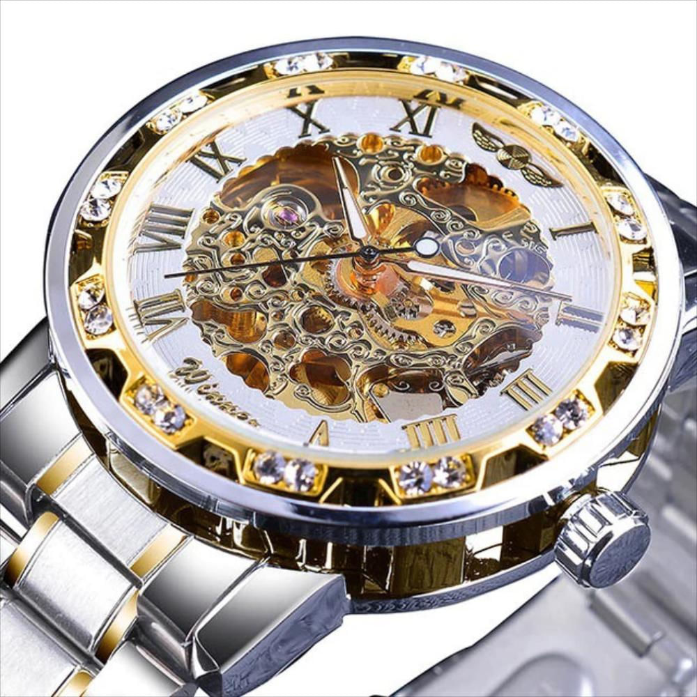 exito.com | Reloj Skeleton Winner Mecánico Lujo para Hombre en Acero ...
