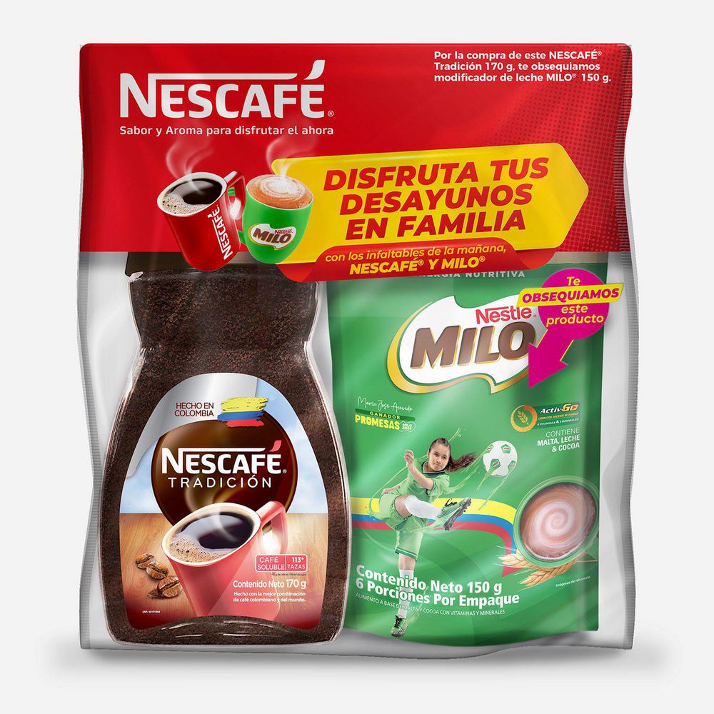 exito.com | Café instantáneo NESCAFE TRADICIÓN frasco gratis MILO