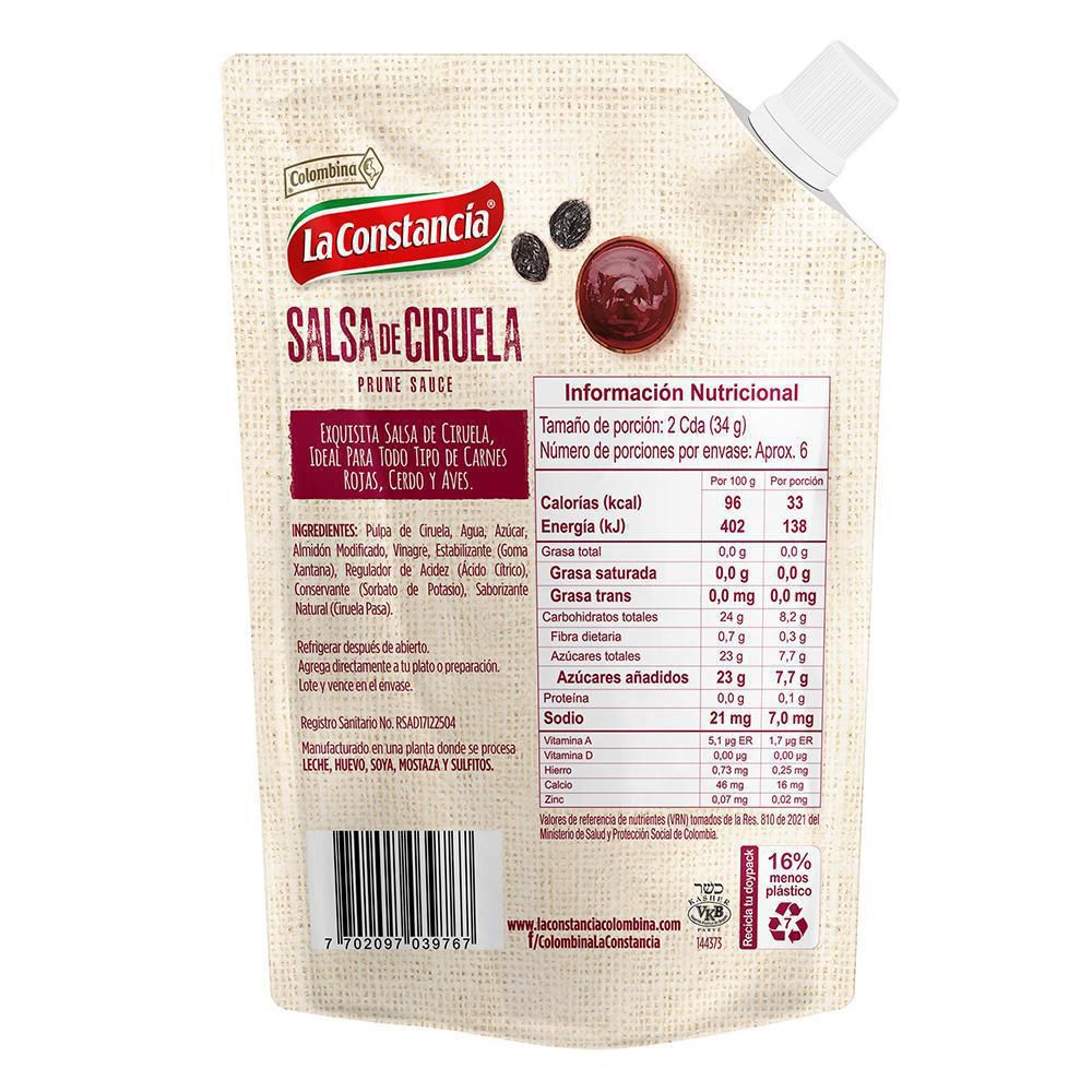 Salsa de ciruela LA CONSTANCIA doy pack (200 gr)