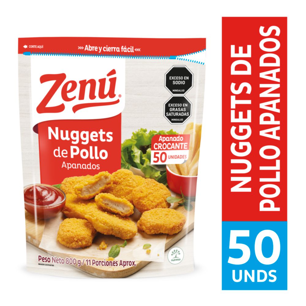 Nuggets de pollo ZENU apanados x 50und (800 gr) img #1