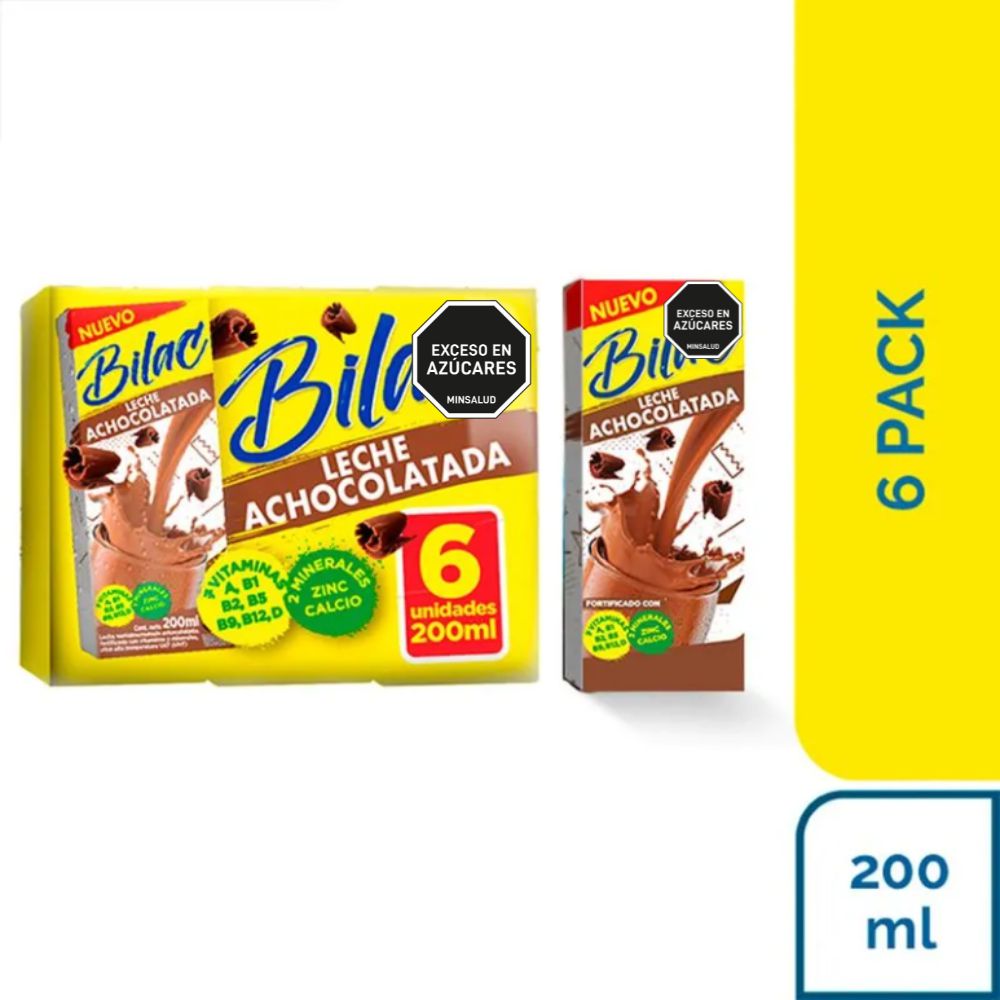 Leche achocolatada BILAC caja x6und 200ml (1200 ml)