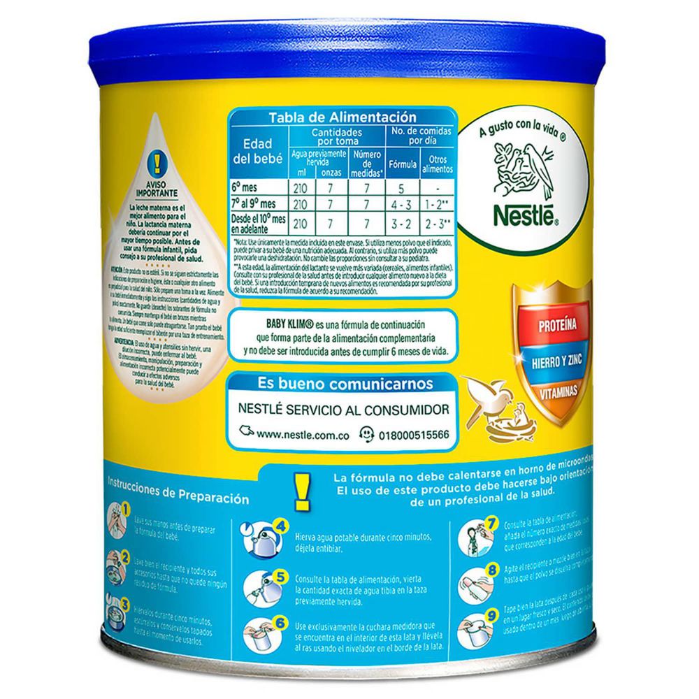 Fórmula infantil KLIM etapa 2 lata (800 gr) img #2