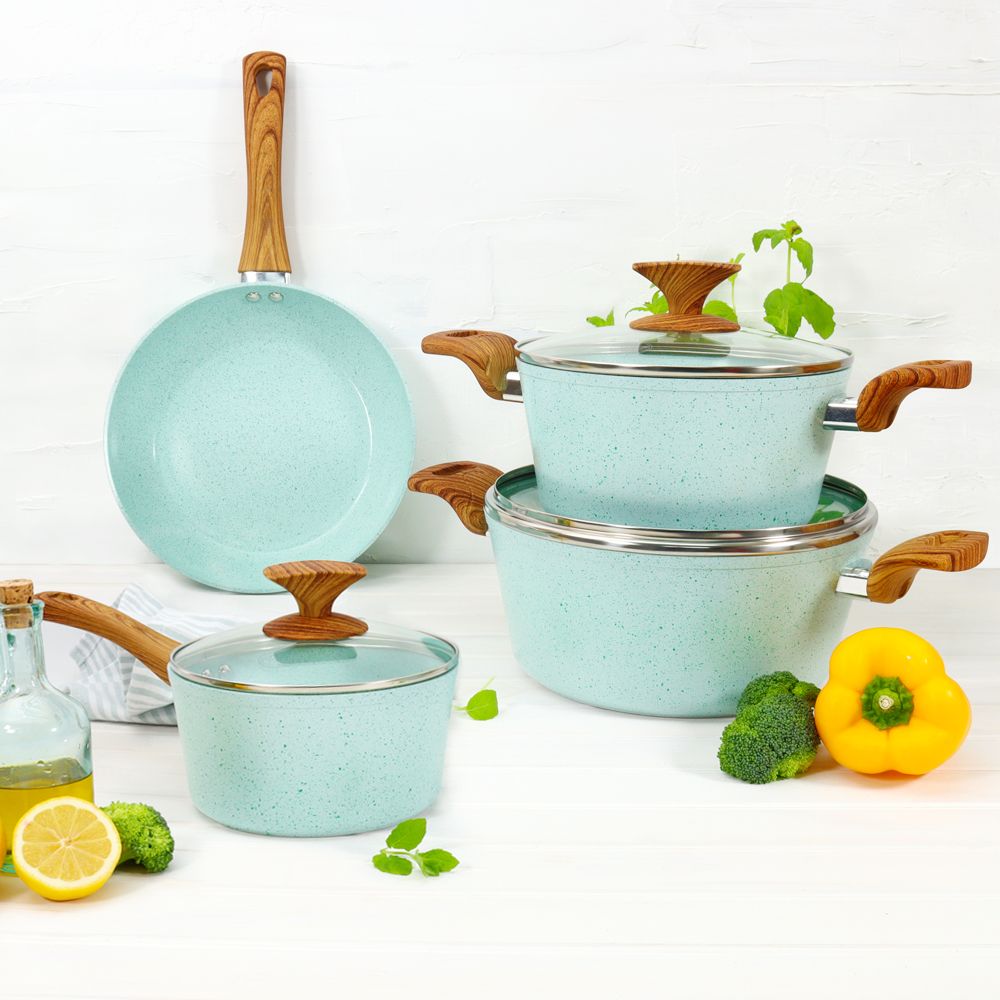 Batería Cerámica 7 Piezas Ilko Granito Menta Antiadherente img #2
