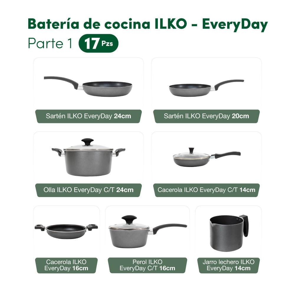 Batería de Cocina Ilko EveryDay 17pz Antiadherente img #4